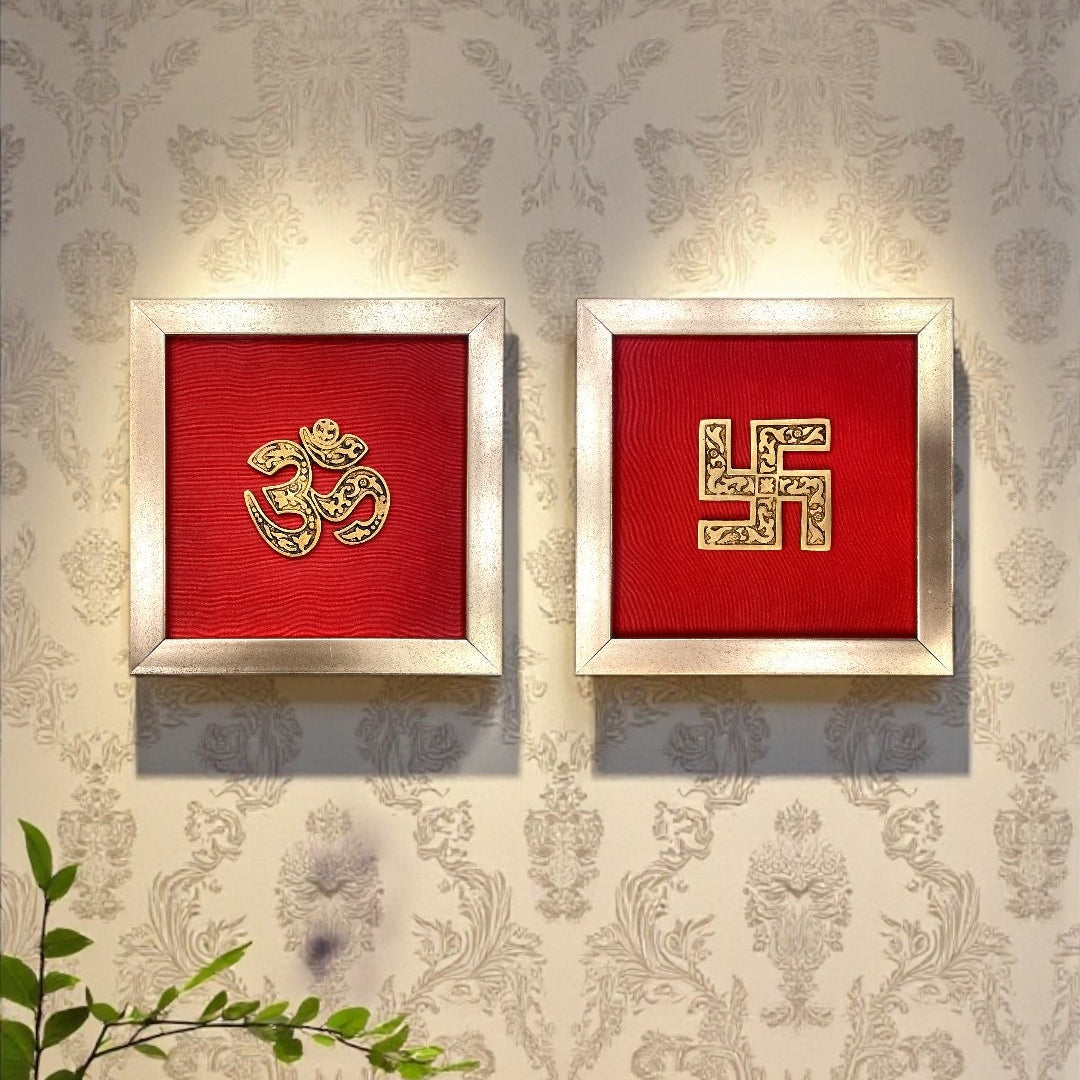 Brass Om & Swastik Frames -Auspicious Symbols, Infinite Colours – E-Studio