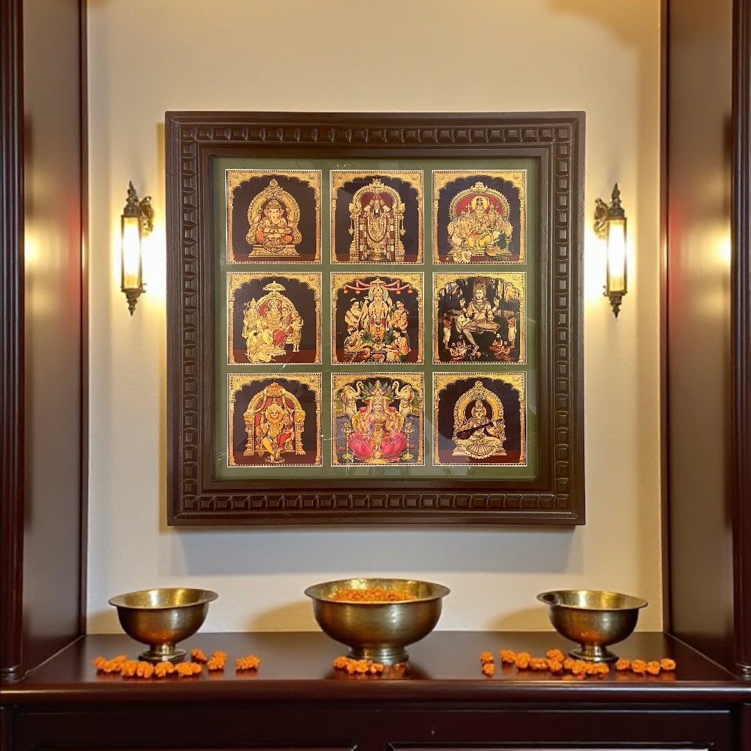 9 Gods in One Frame – Luxury Gold Leaf Spiritual Art – E-Studio