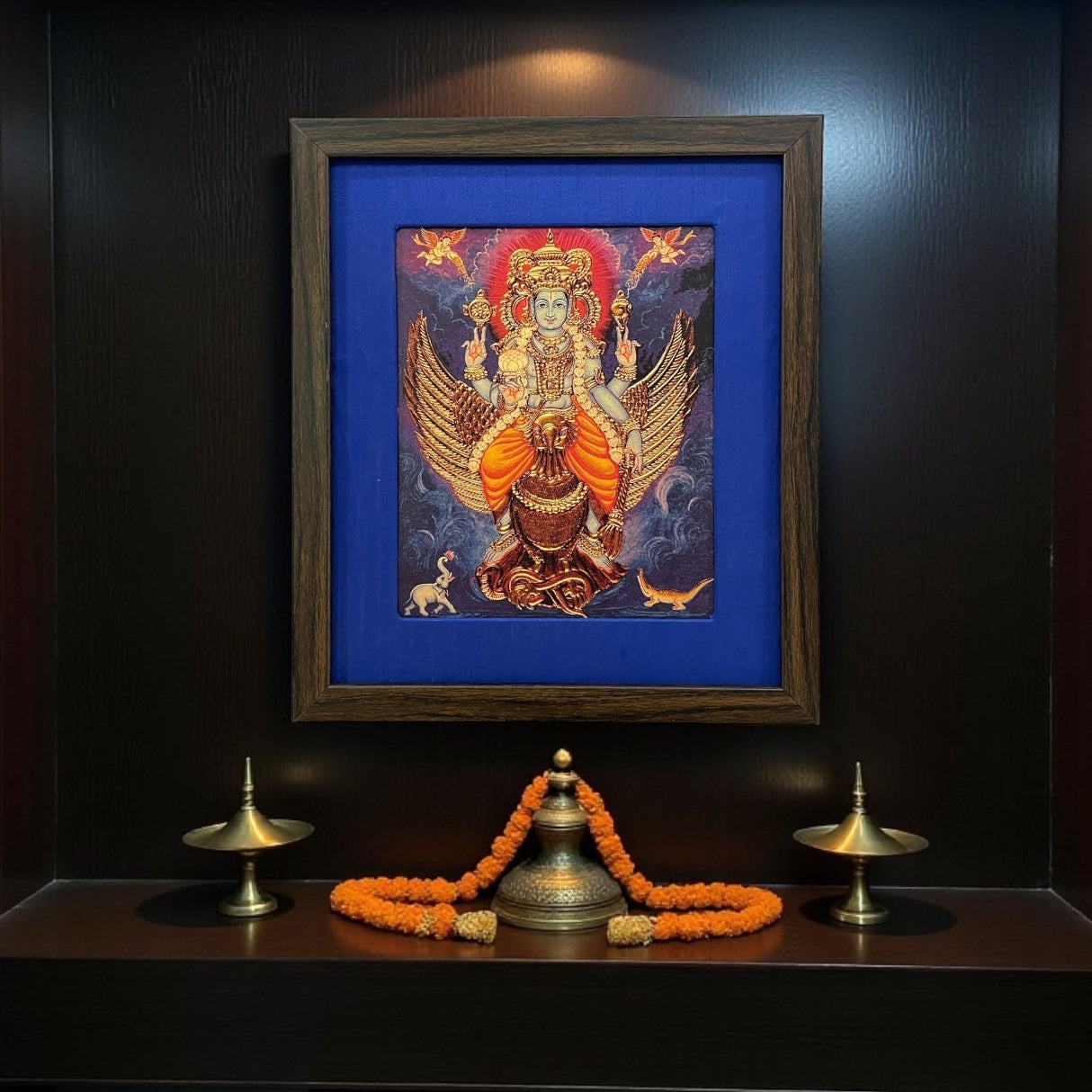 Sacred Serenity: Mahavishnu With Garuda Bhagavan With Blue Silk With B ...