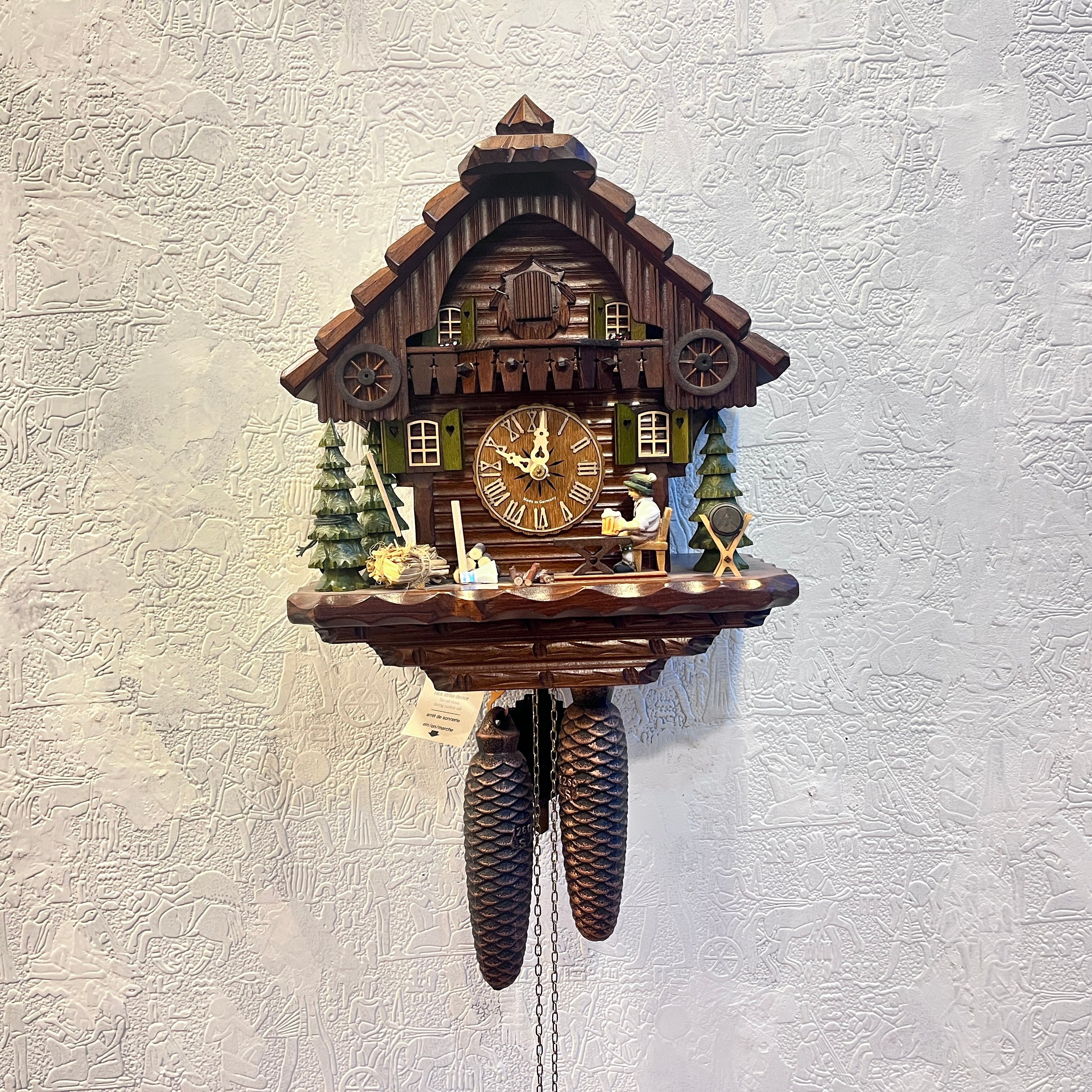 Mechanical original cuckoo clock with beer drinkingman - 8 day mechani ...